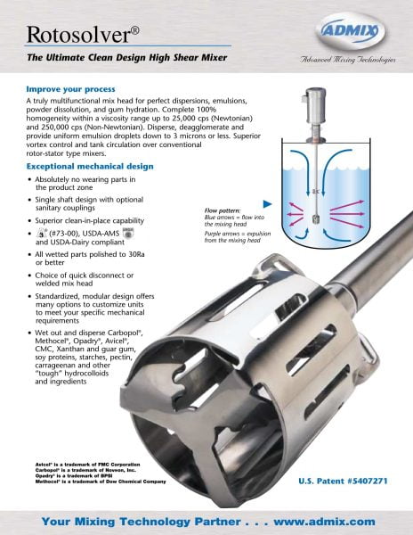 Admix Rotosolver Brochure | M&M Equipment Corp