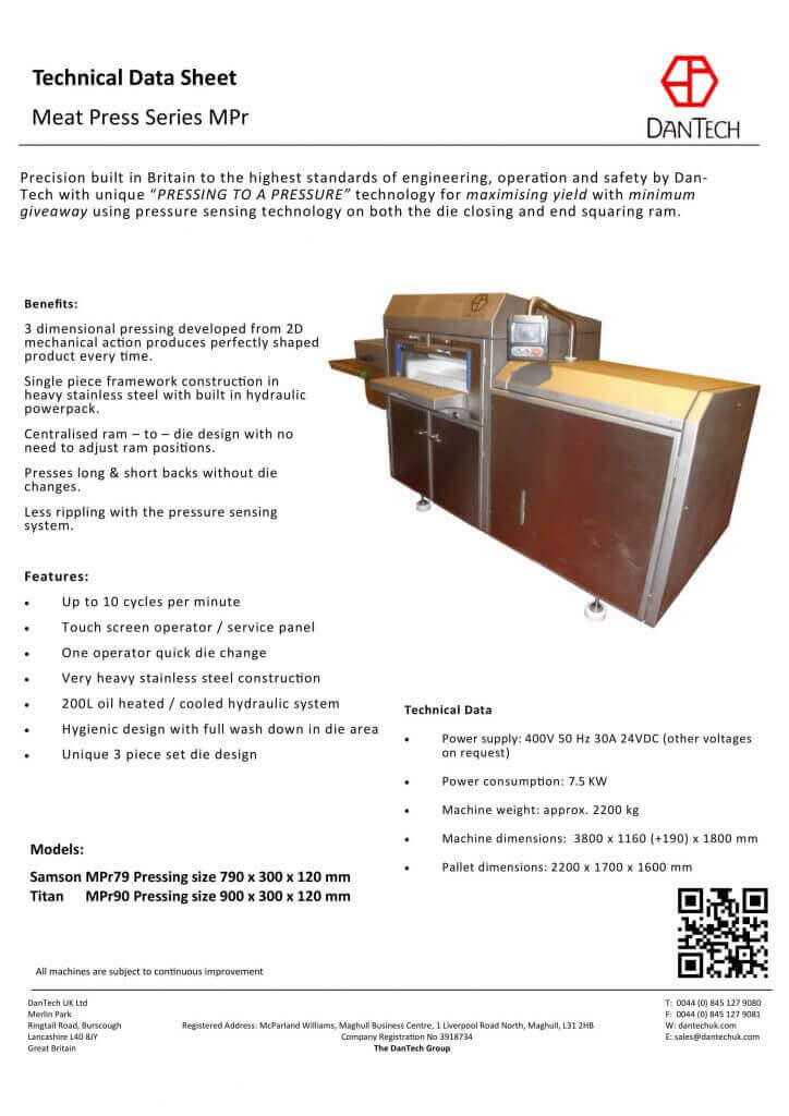 Dantech Meat Fresh Series MPr Brochure | M&M Equipment Corp