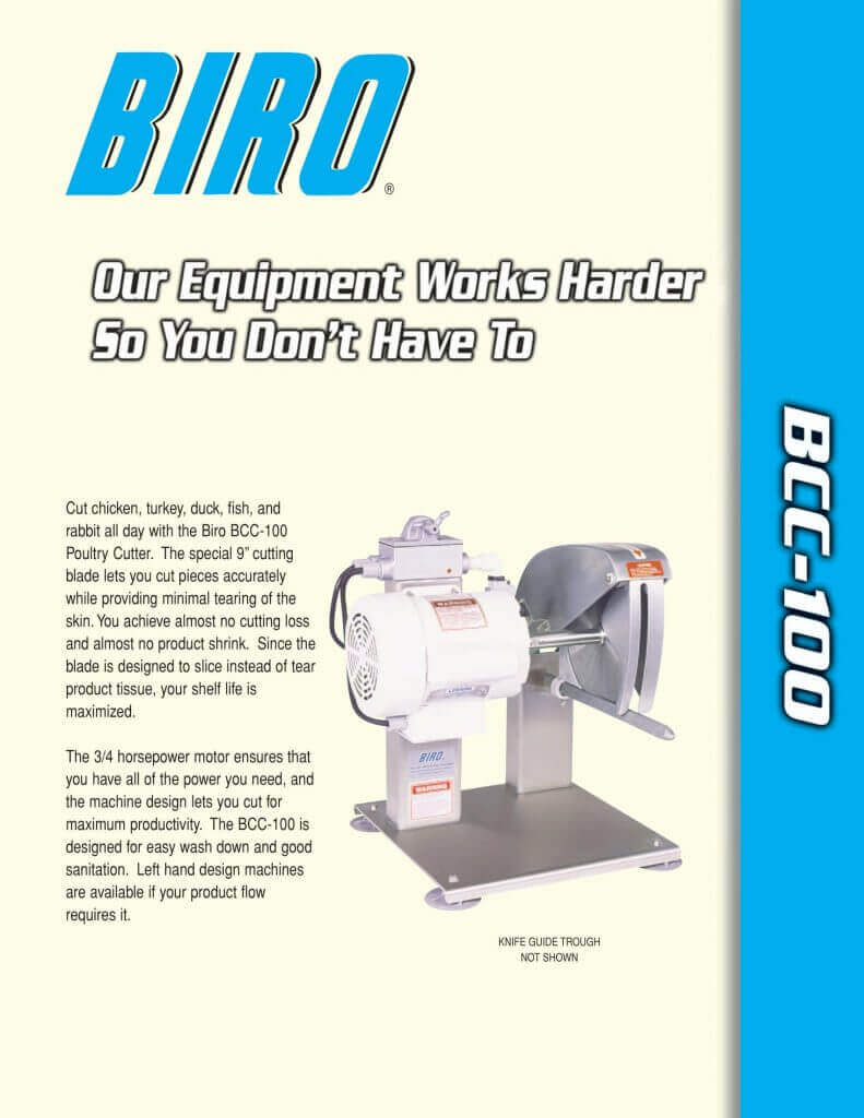 Biro BCC-100 Poultry Cutter Brochure | M&M Equipment Corp