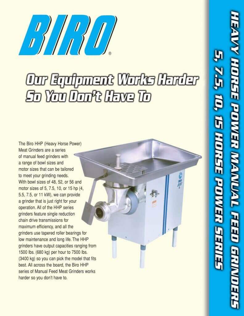 Biro HHP Meat Grinders Brochure | M&M Equipment Corp