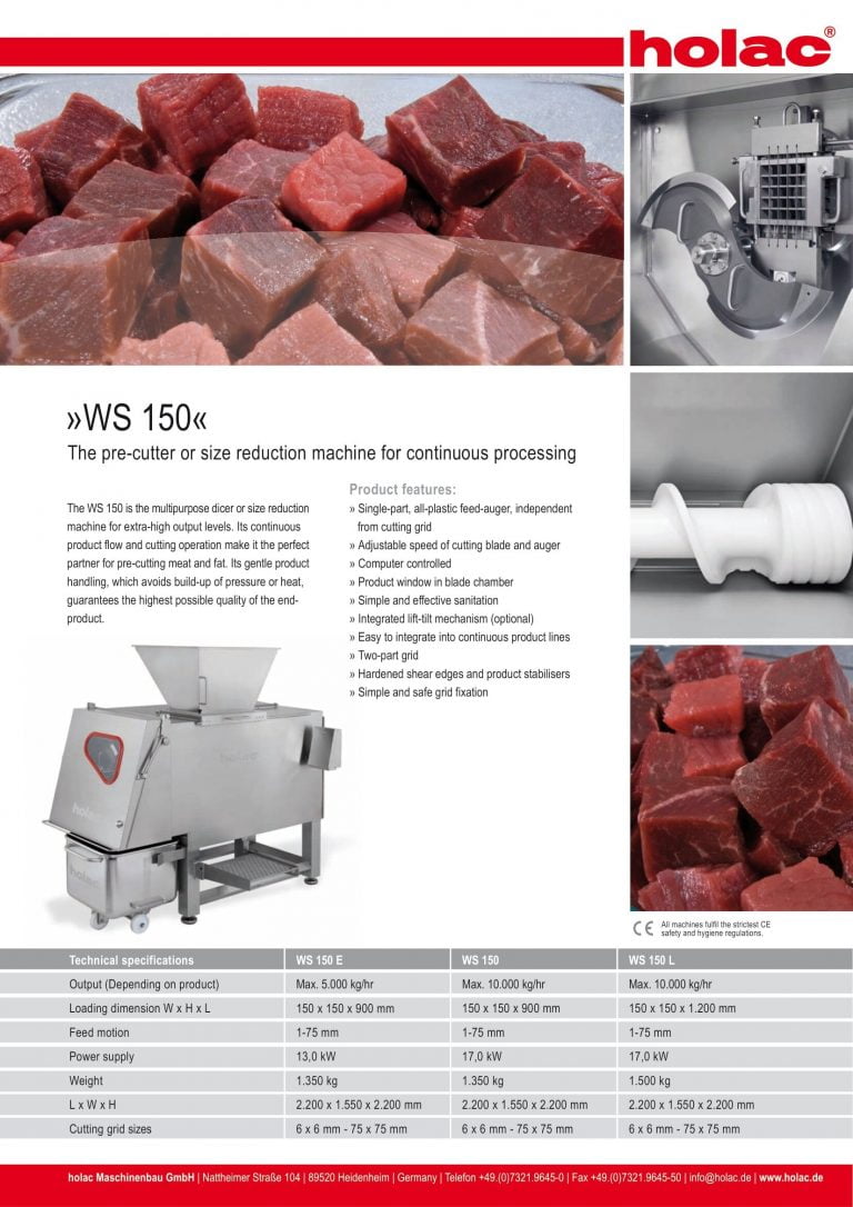Holac WS 150 Dicer Brochure | M&M Equipment Corp