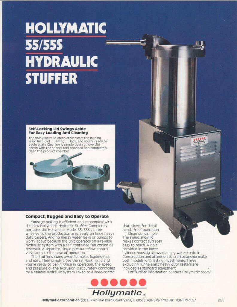 Hollymatic 55/55S Hydraulic Stuffer Brochure | M&M Equipment Corp