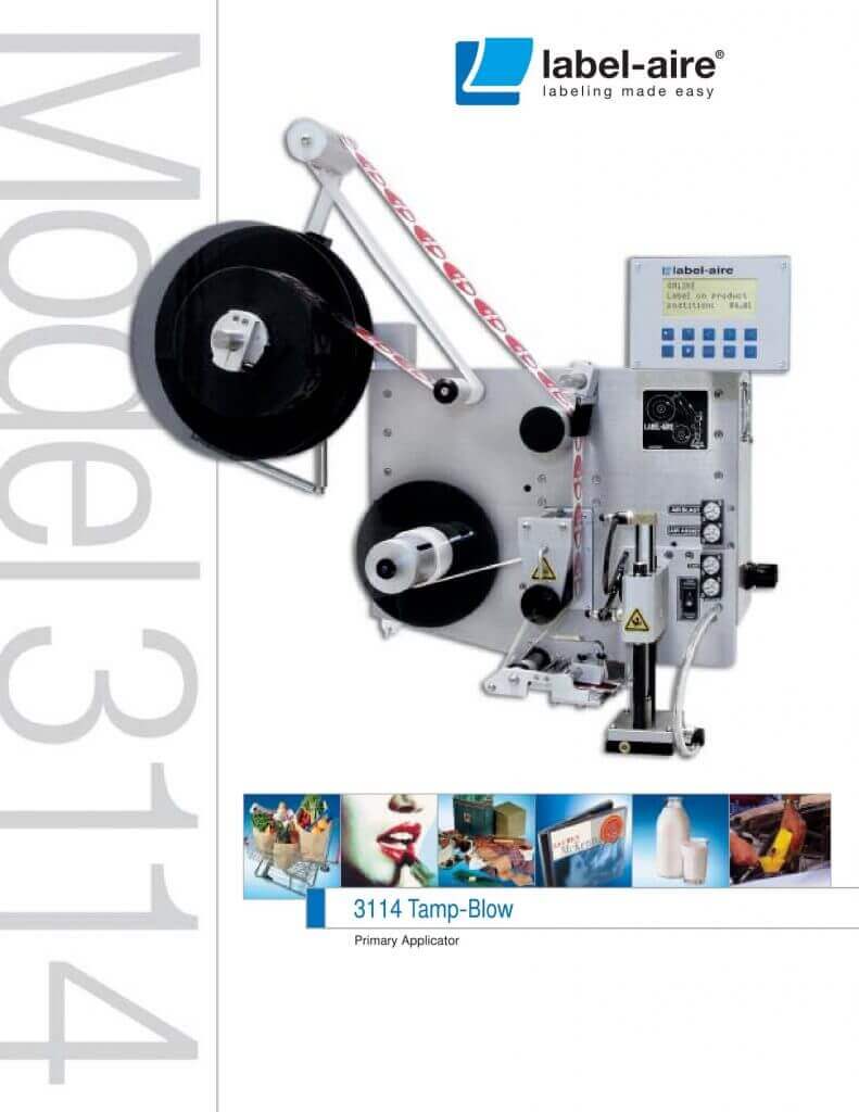 Label-Aire 3114 Tamp-Blow Labeler Brochure | M&M Equipment Corp