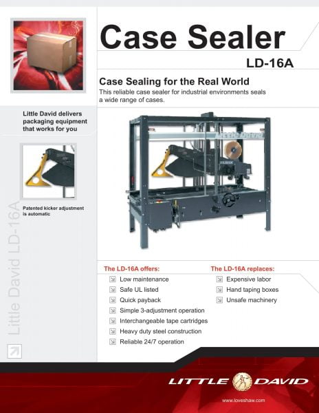 Little David LD-16A Case Sealer Brochure | M&M Equipment Corp