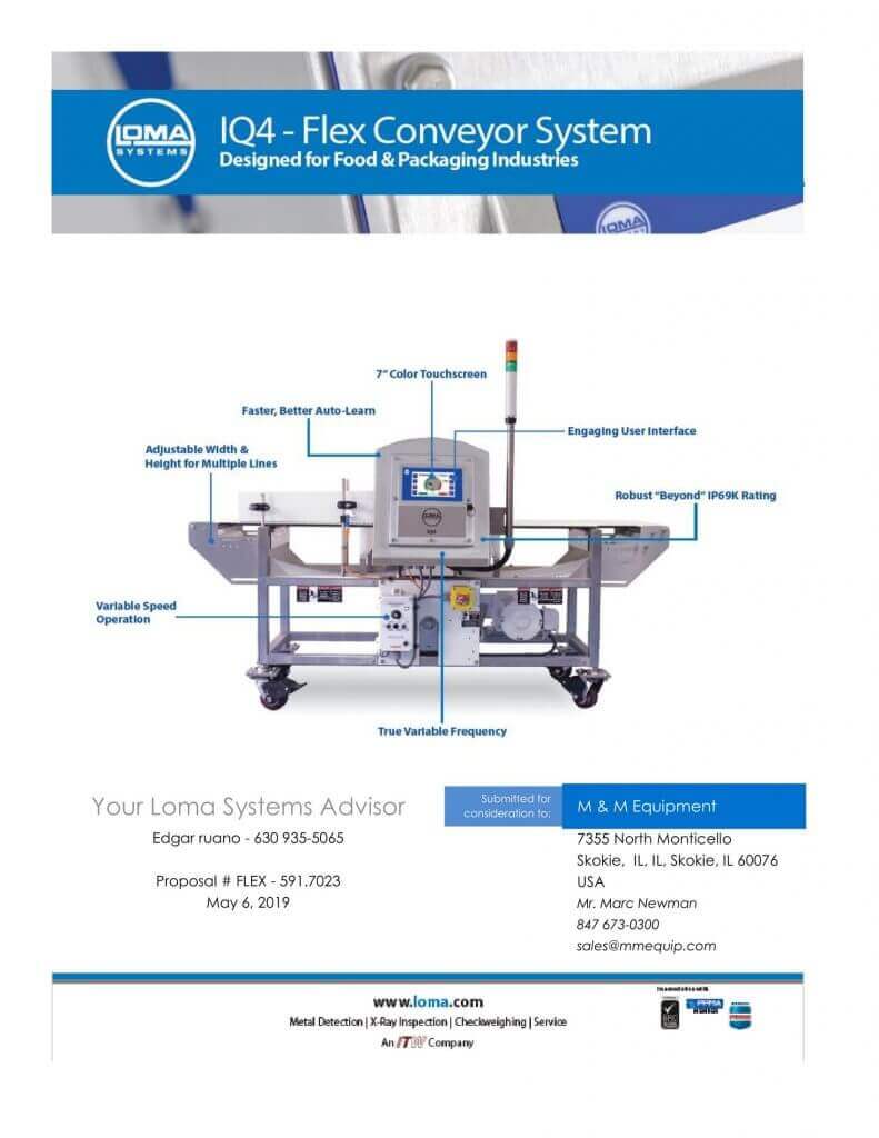 Loma IQ4 Metal Detector Brochure | M&M Equipment Corp
