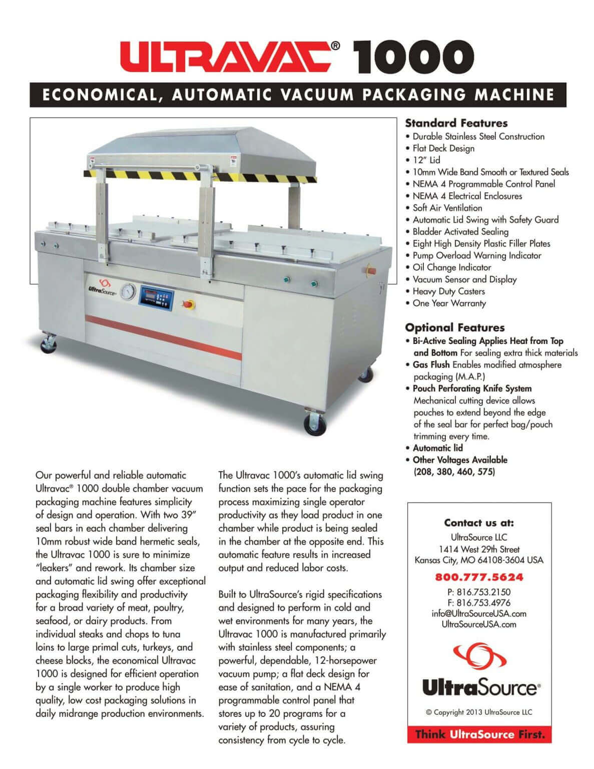 UltraSource Ultravac 1000 Automatic Vacuum Packaging Machine Brochure ...