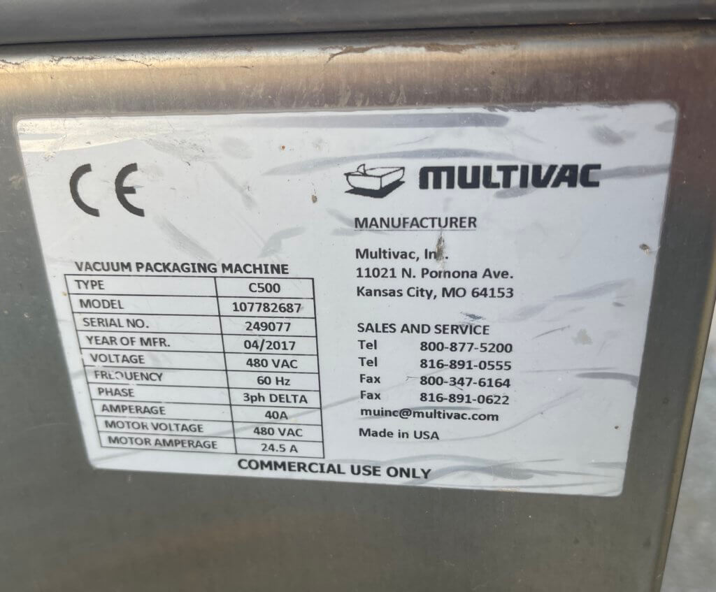MULTIVAC C500 Vacuum Packaging-Chamber | M&M Equipment Corp